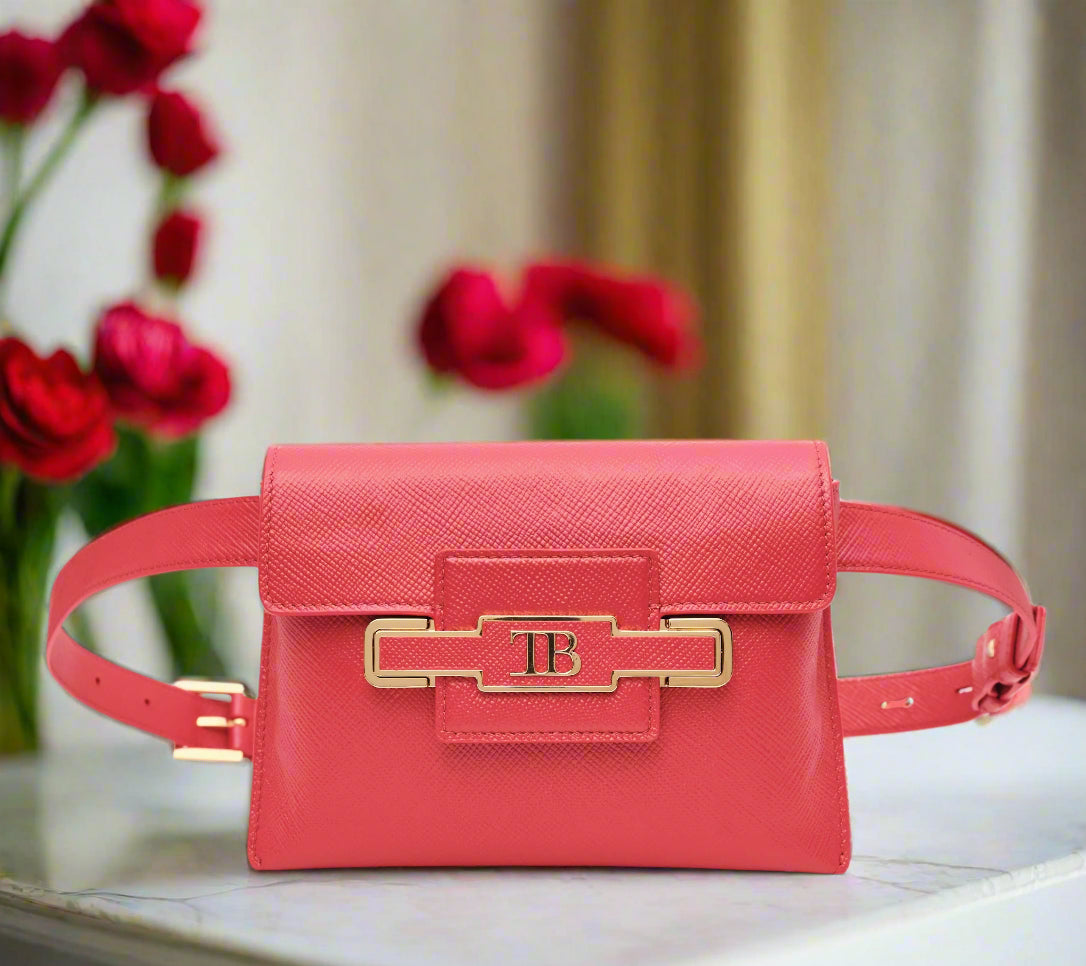 Tiannia Barnes Women's Diamond Belt Bag in Red